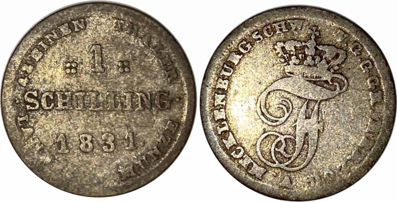 Altdeutschland/ Mecklenburg-Schwerin 1 Schilling 1831 Friedrich Franz I. VF | MA-Shops