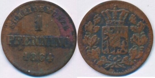 Altdeutschland, BAyern 1 Pfennig 1864 VF | MA-Shops