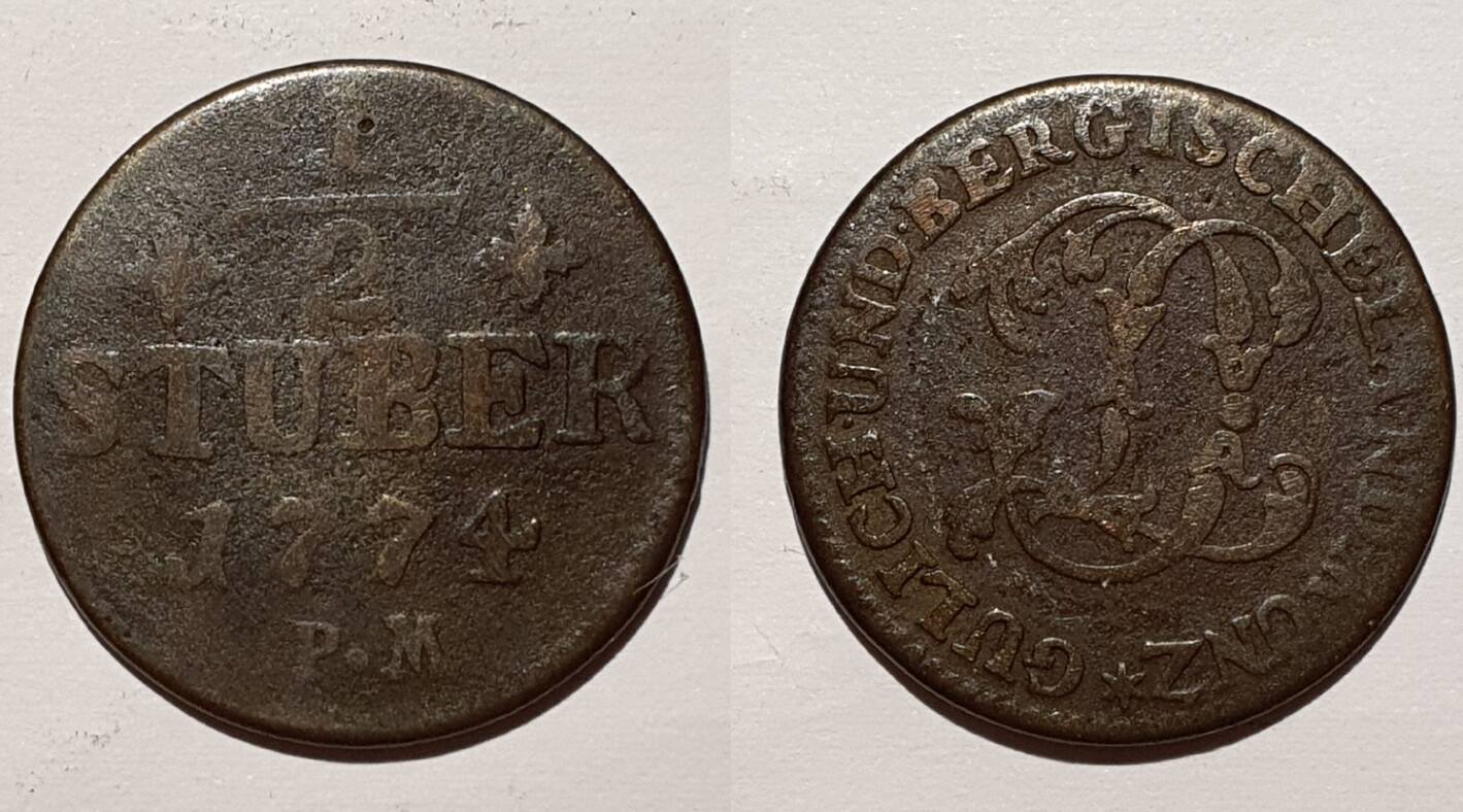Deutschland, Altdeutschland 1/2 Stuber 1774 Jülich-Berg VF | MA-Shops