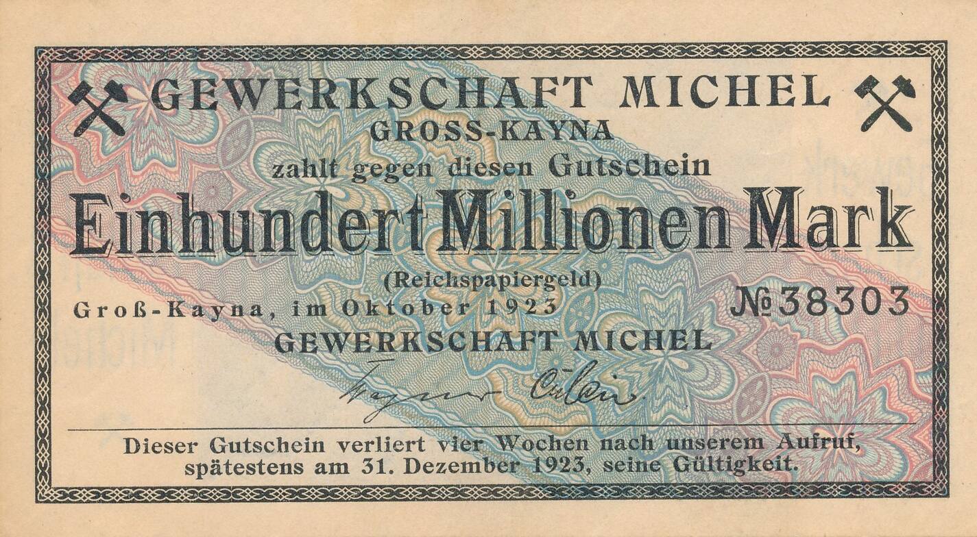 Deutsches Reich Deutschland Einhundert Millionen Mark Gross-Kayna 500 ...