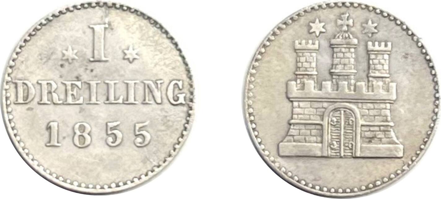Altdeutschland/ Hamburg 1 Dreiling 1855 VF+ | MA-Shops