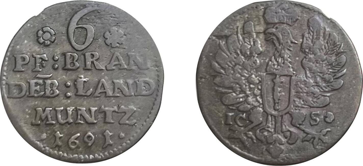 Altdeutschland/ Preussen 6 Pfennig 1691 VF | MA-Shops
