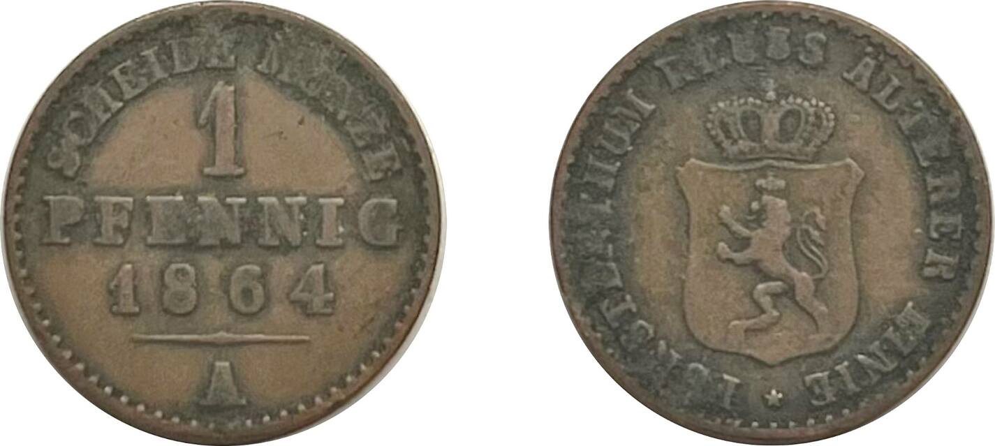 Altdeutschland/ Reuss 1 Pfennig 1864 A VF | MA-Shops