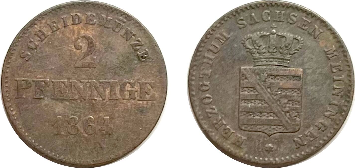 Altdeutschland/ Sachsen 2 Pfennig 1864 VF | MA-Shops