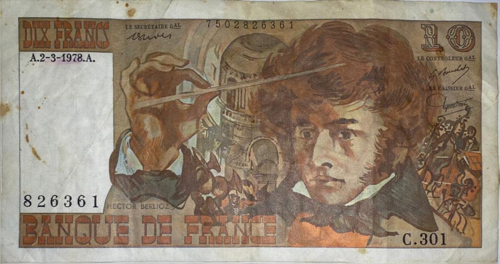 Frankreich 10 Francs 1978 Banknoten 2 Stück Lot, Berlioz type VF | MA-Shops