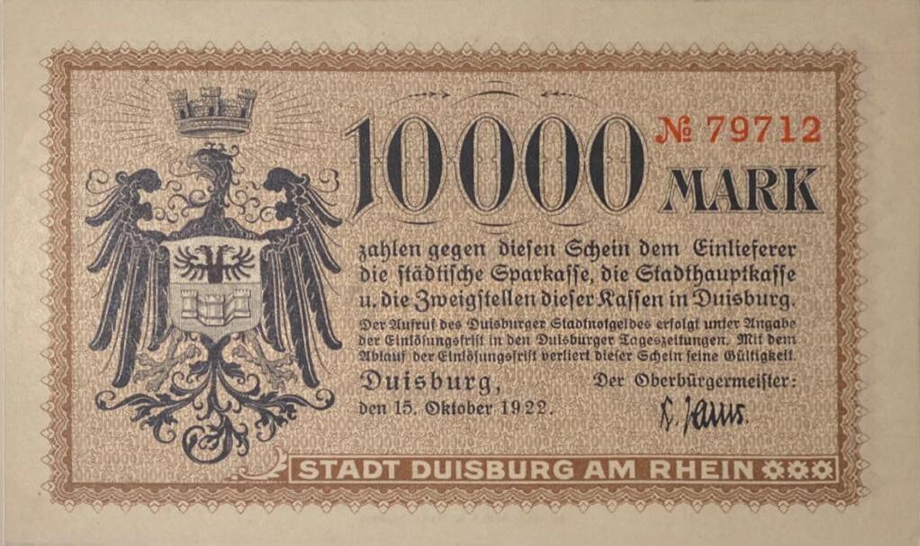 Deutschland, Deutsches Reich 10.000 Mark 1922 Notgeld, Notgeldschein ...