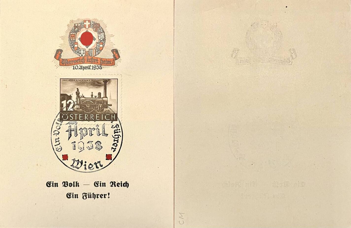 Drittes Reich, Deutschland Postkarte 1938 Wien, Ein Volk, ein Reich ...