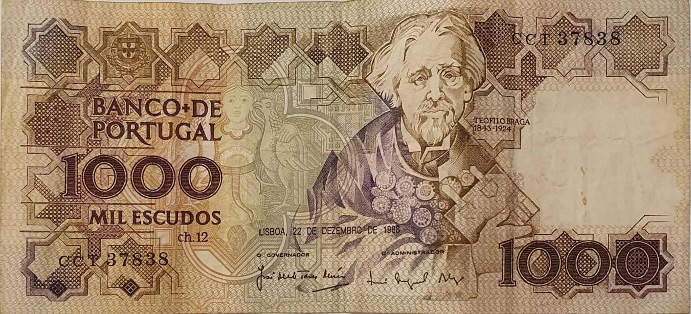 Portugal 1000 Escudos 1988 Banknote VF | MA-Shops