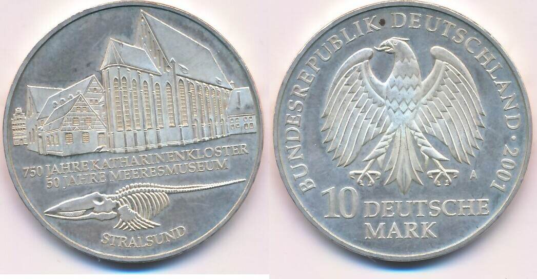 Deutschland BRD 10 Deutsche Mark DM 2001 A Stralsund, 750 Jahre ...