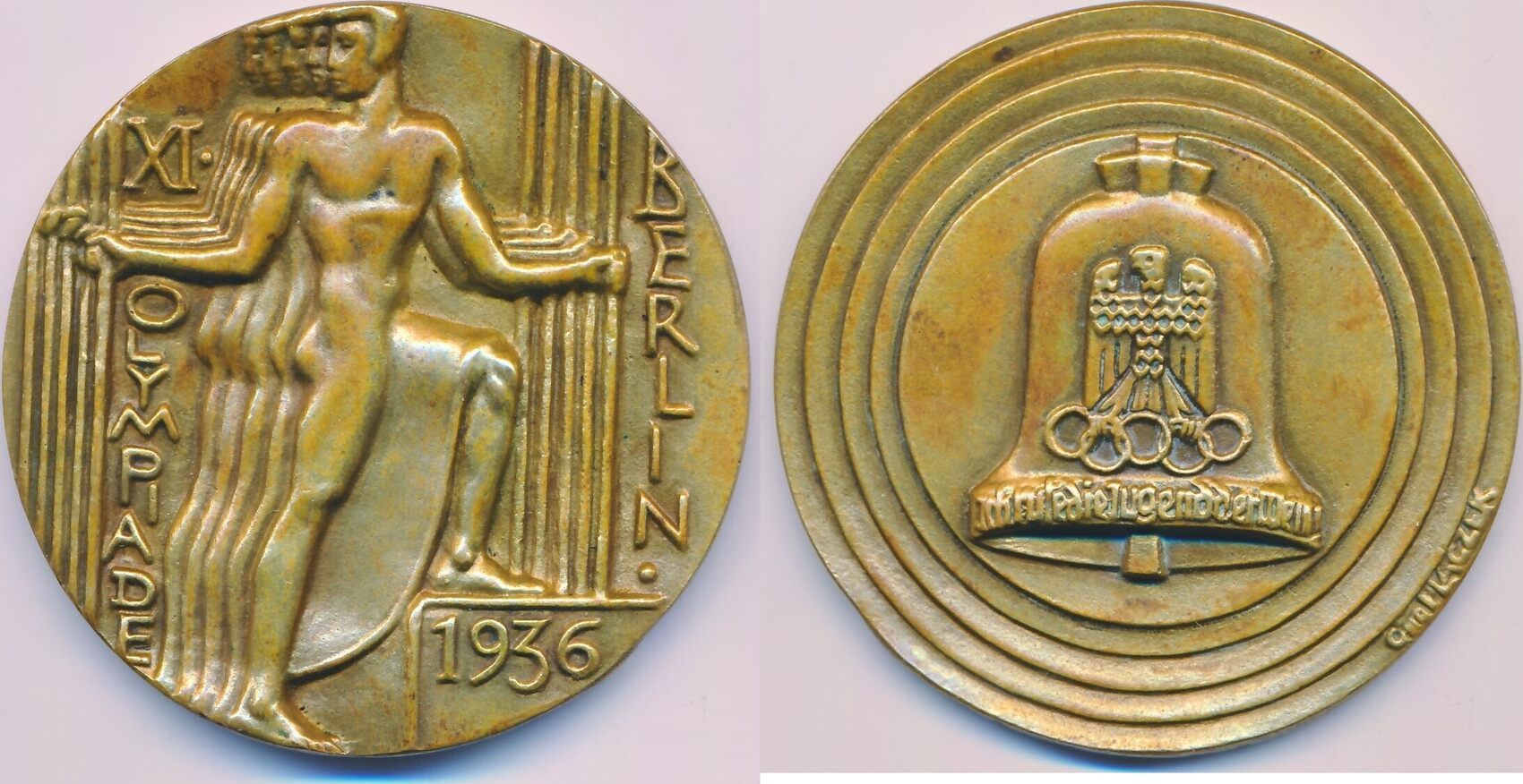 Deutschland Drittes Reich Große Bronze Gußmedaille Olympische Spiele ...