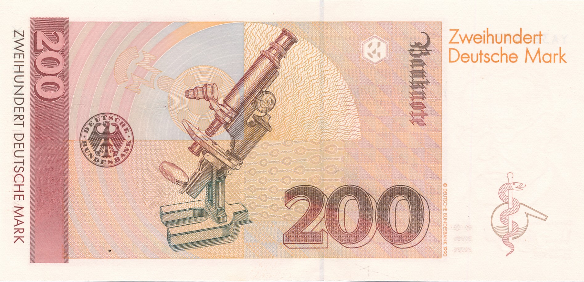 BRD Deutschland 200 Deutsche Mark DM 1989 Ersaztnote, Serie: YA/D unc ...