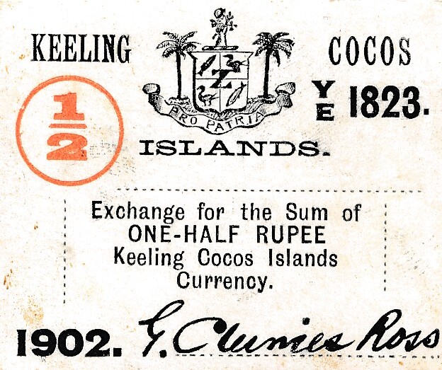 Keeling Cocos Islands 1/2 Rupee 1902 Sign.: George Clunies-Ross unc ...