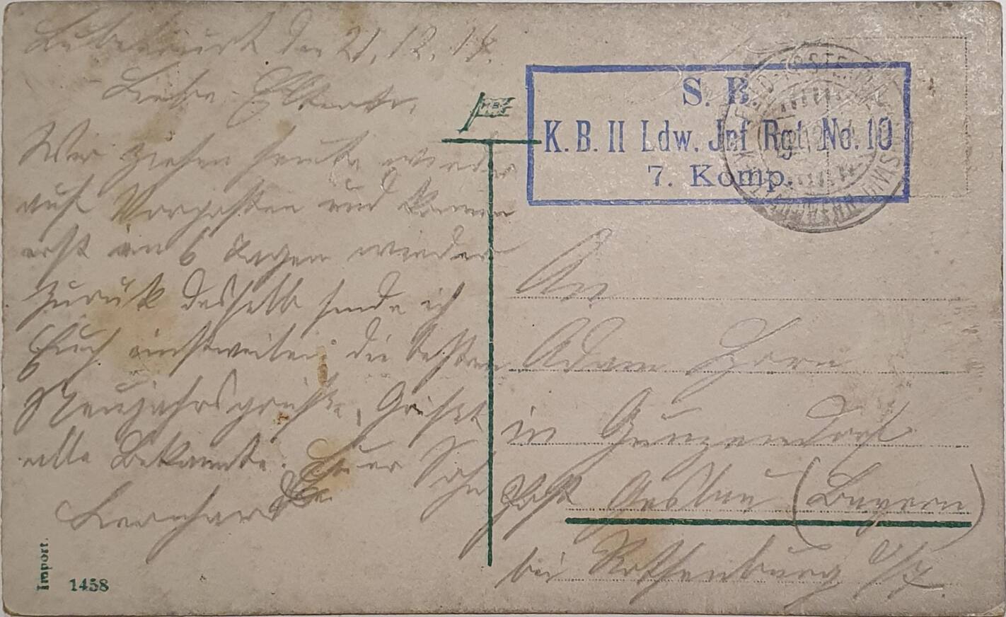 Deutschland Deutsches Reich AK Ansichtskarte Postkarte, I. WK Weltkrieg 21.12.1914 Feldpost ...