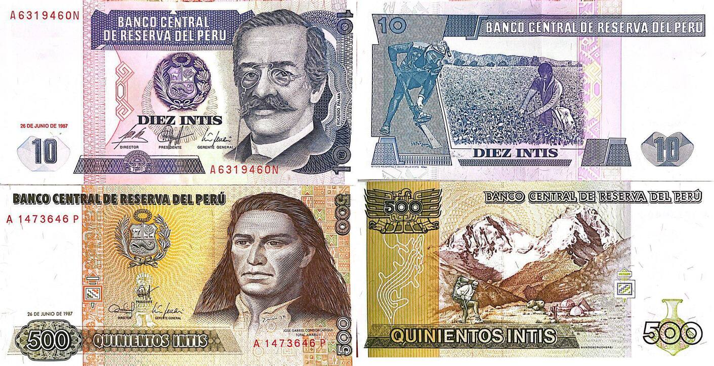 Peru 10, 500 Intis 1987 Banknote UNC- I | MA-Shops