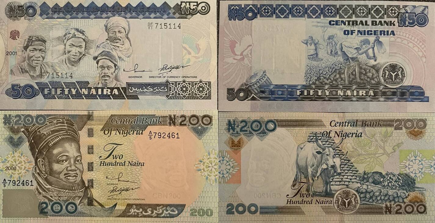 Nigeria 50, 200 Naira 2001, 2000 Banknote I | MA-Shops