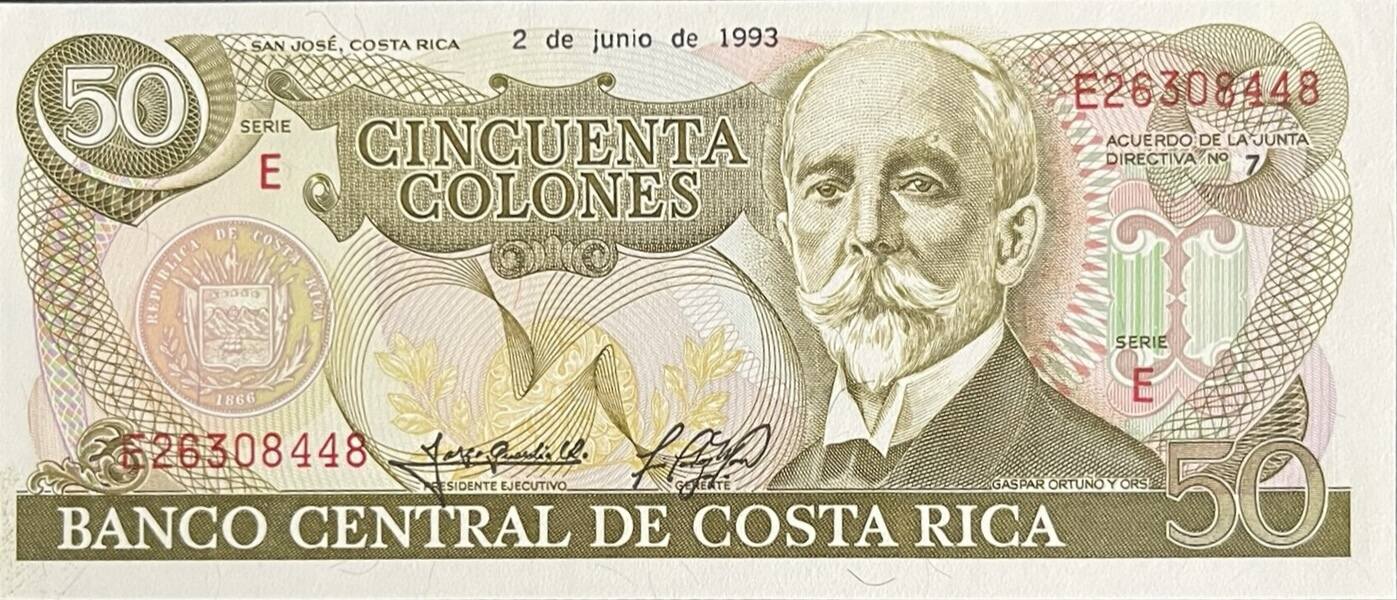 Costa Rica 50 Colones 1993 Banknote I | MA-Shops