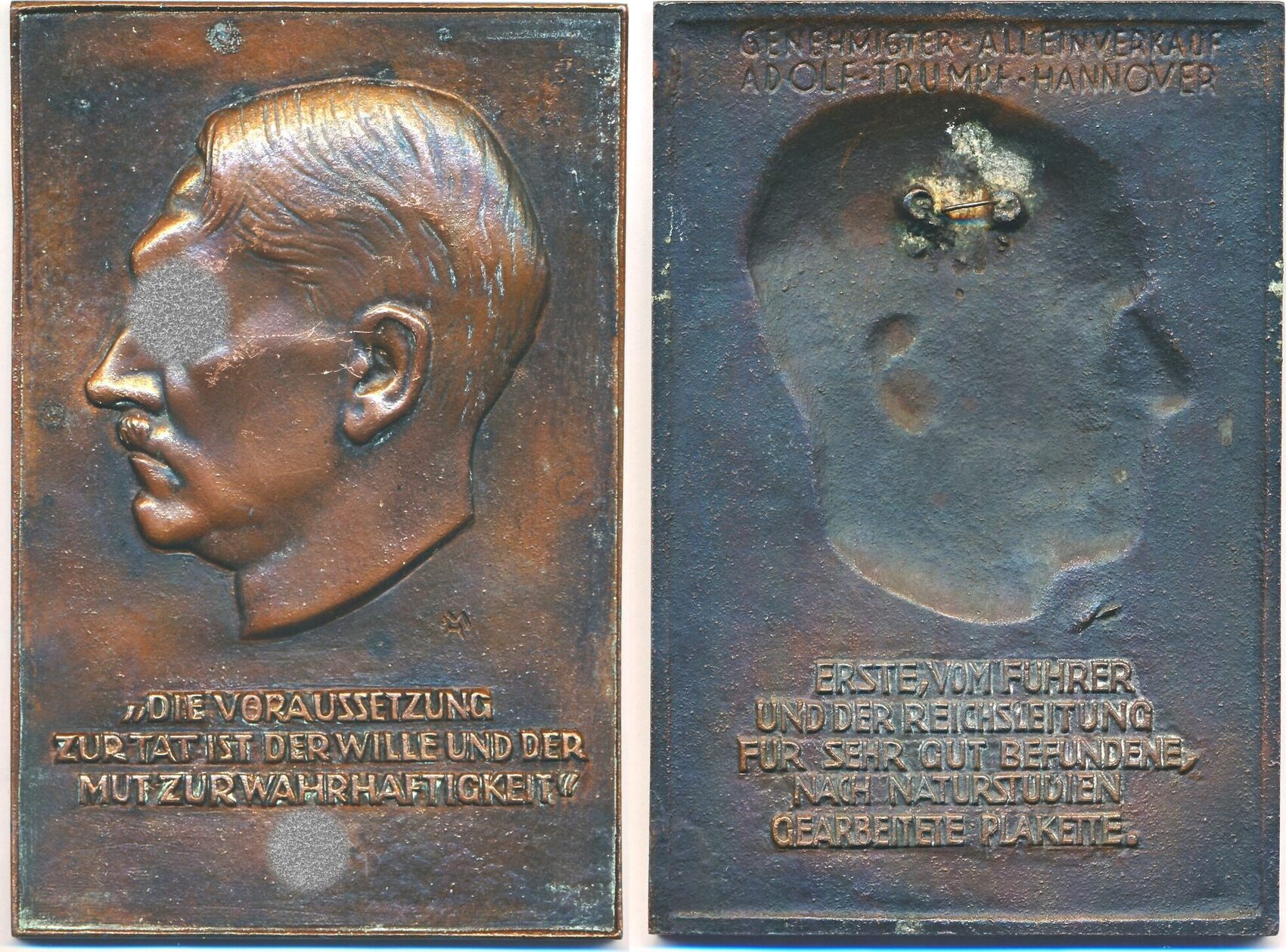 Deutschland III. Reich 2.WK, Militaria, Plakette, Bronzeplakette O.D. A ...