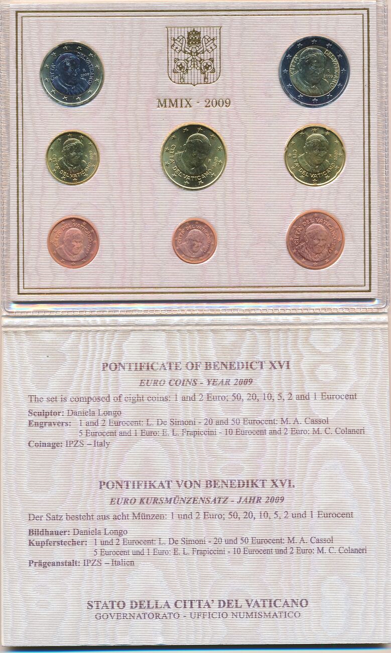 Vatikan 3,88 Euro 2009 KMS Kursmünzensatz - Papst Benedikt XVI BU | MA-Shops