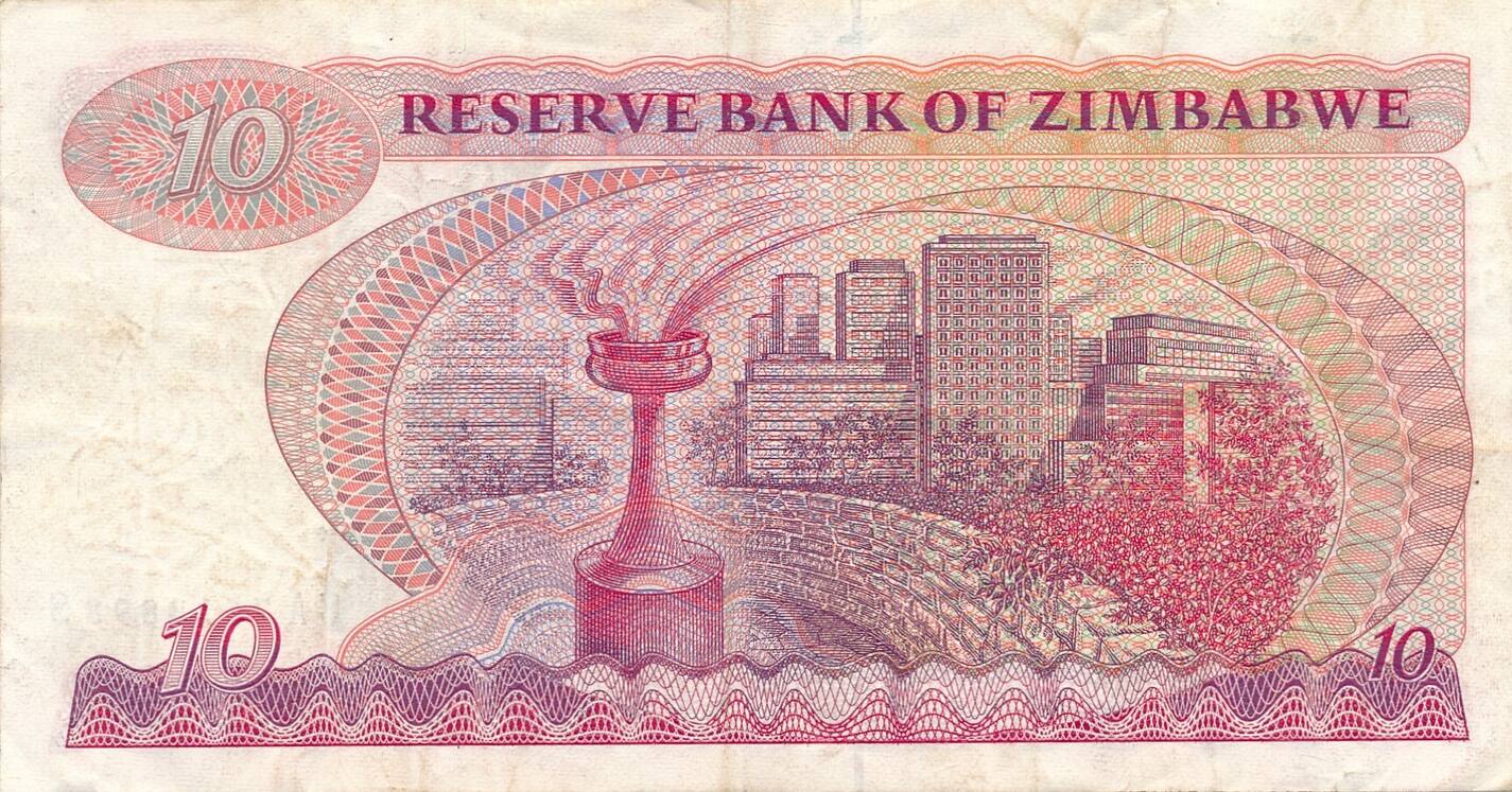 Simbabwe 10 Dollars 1983 Banknote Reserve Bank of Zimbabwe IV | MA-Shops