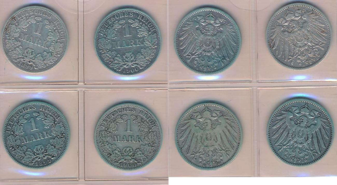 Deutschland 1 Mark 1899/1900 Kaiserreich Prägeanstalt je A + D VF- | MA ...