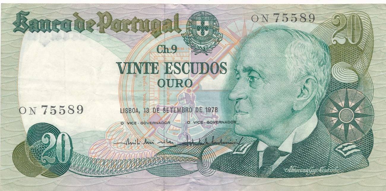 Portugal 20 Escudos 1978 Geldschein Banknote Lisboa Vinte Escudos IV ...