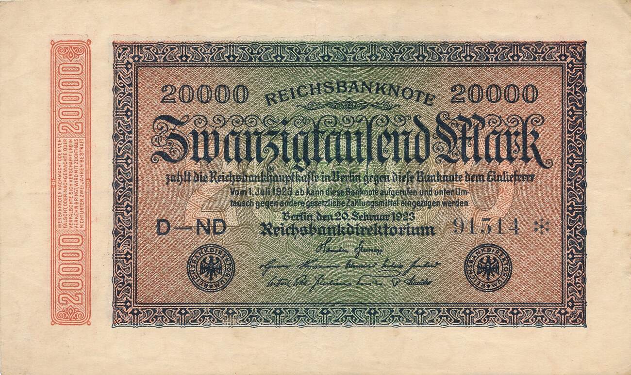 Deutsches Reich,Weimarer Republik 20000 Mark Reichsbanknote 1923 KN ...