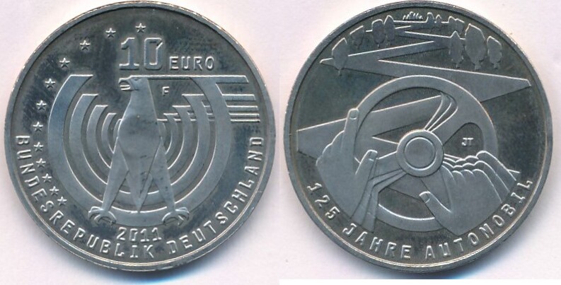 Deutschland 10 Euro 2011 F 125 Jahre Automobil 2012 EF | MA-Shops