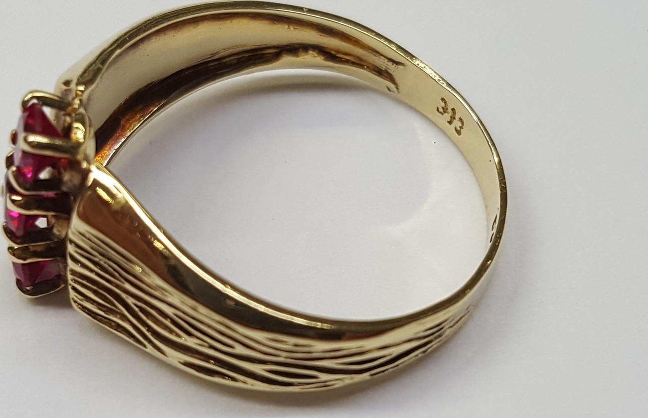 8K 333er Gold Ring Goldring mit Rubin Damenring Gelbgold | MA-Shops