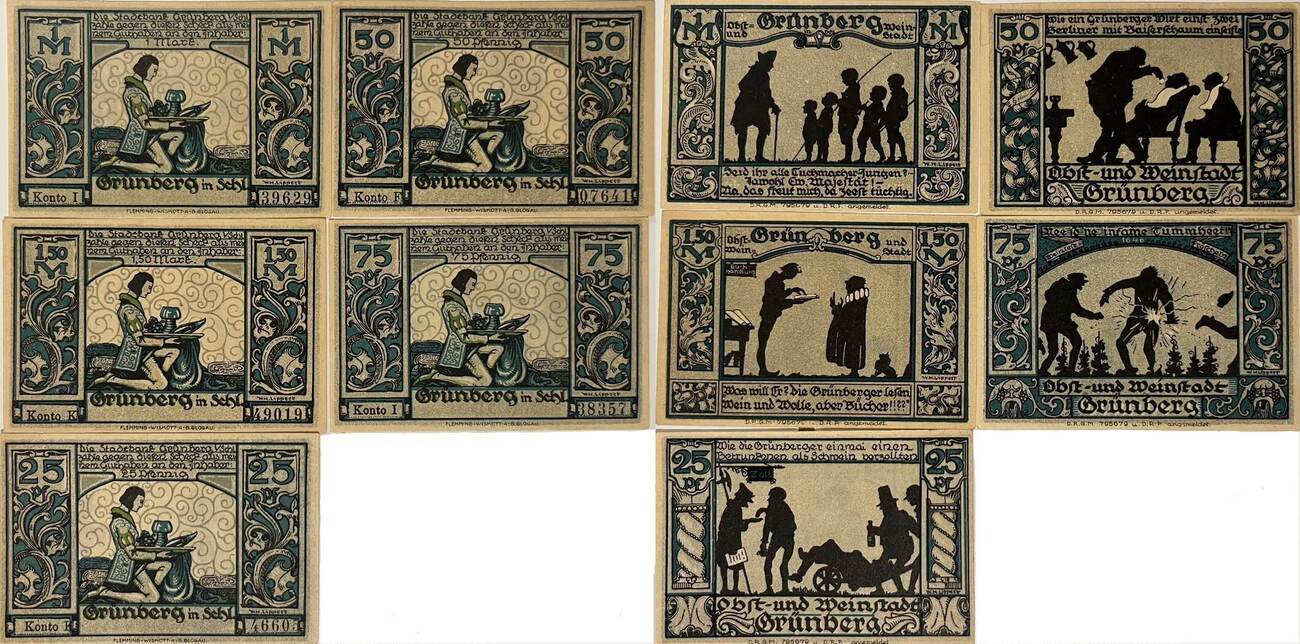 Deutschland, Deutsches Reich 1,1.5 Mark,25,50 75 Pfennig o.D. 5x ...
