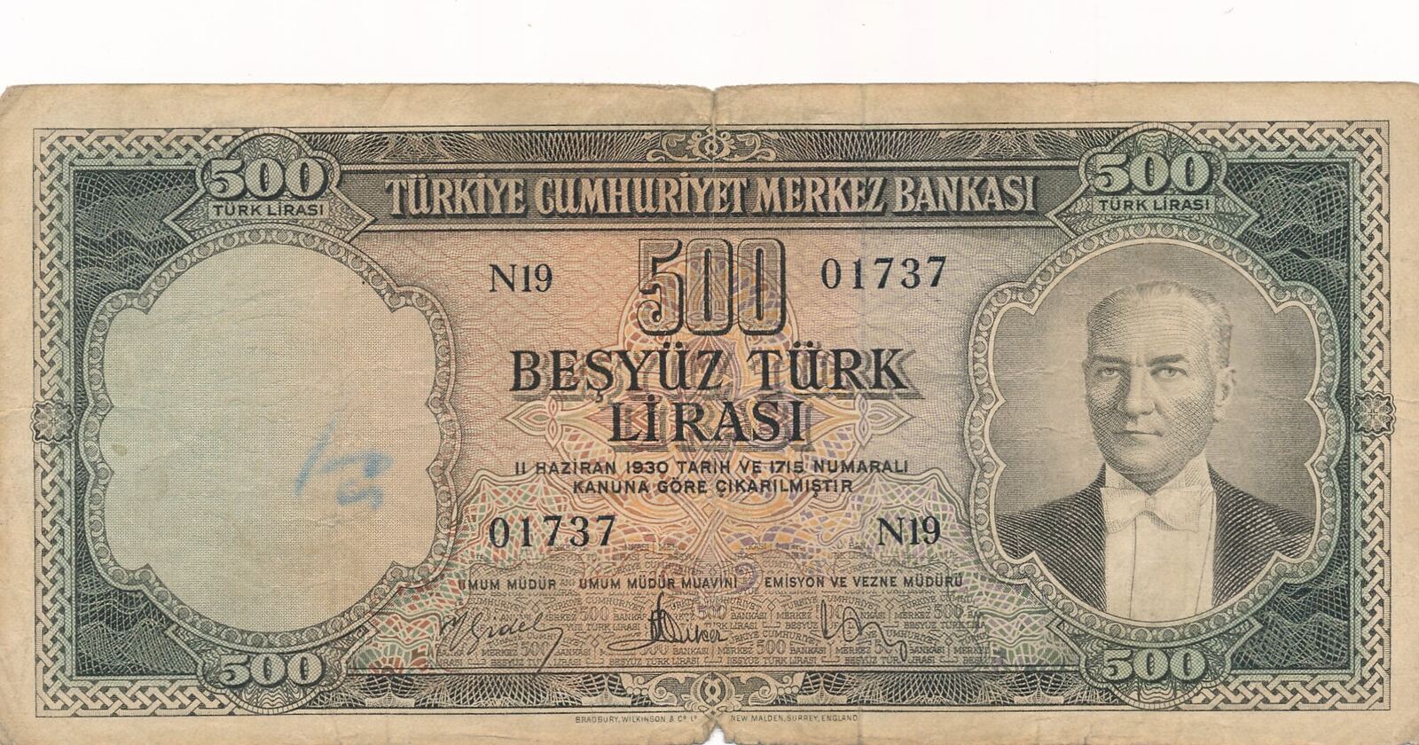 Türkei Türkiye 500 Türk Lira Lirasi 1959 Besyüz Türk lirasi Türkiye ...