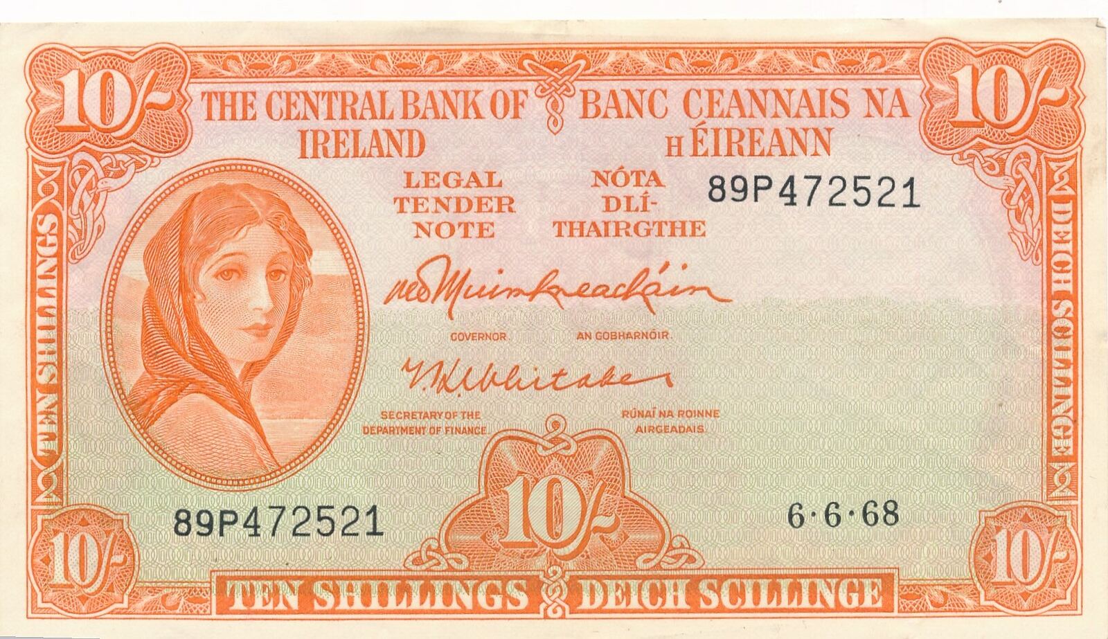 Irland / Ireland 10 Shillings 1968 Banknote EF | MA-Shops
