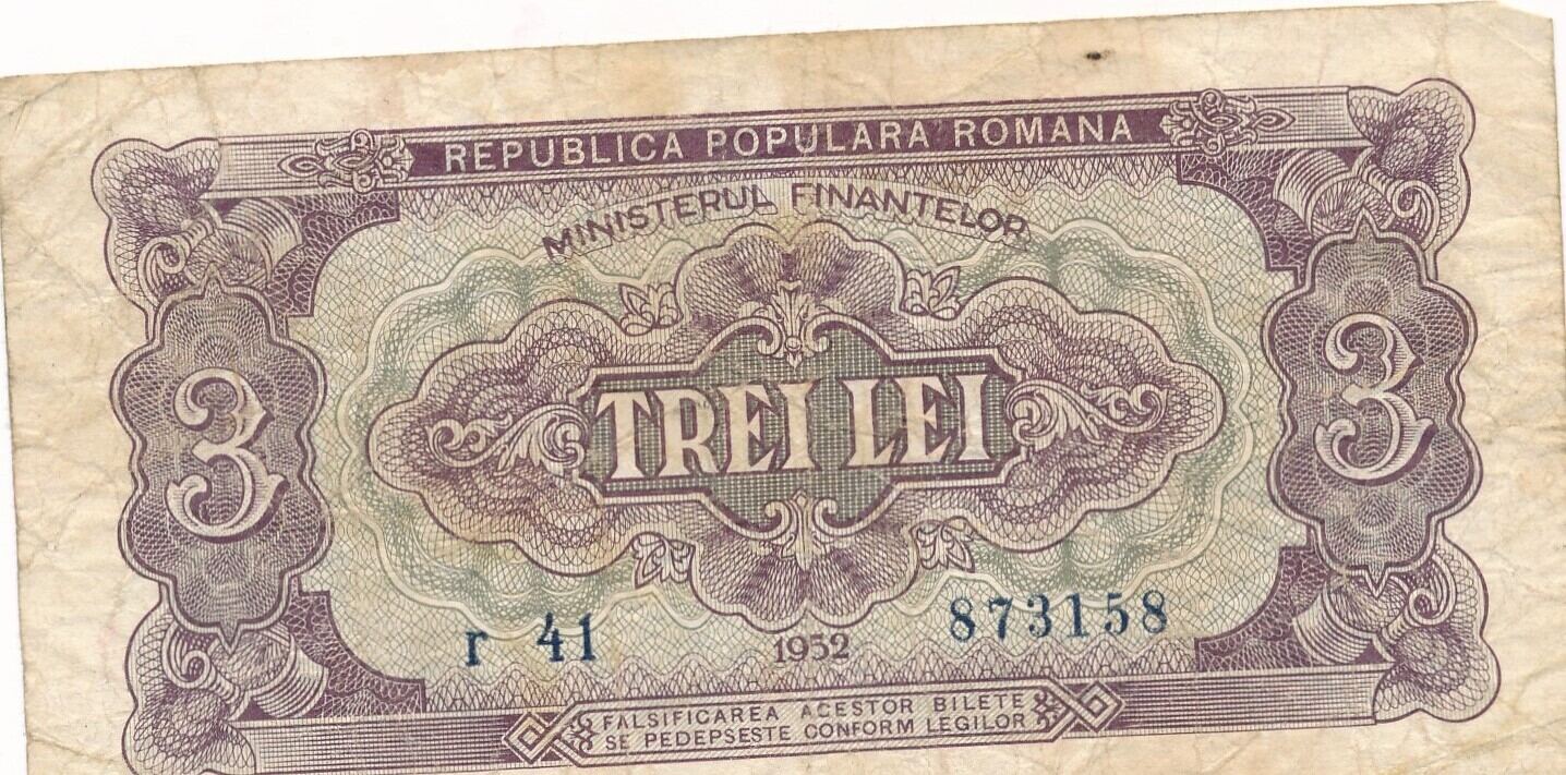 Rumänien 3 Lei 1952 Banknote VF | MA-Shops