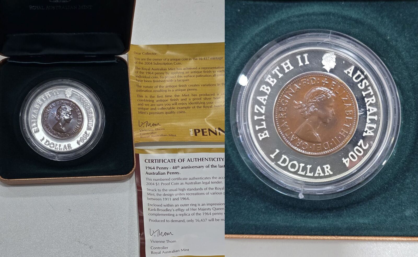 Australien $ 1 Dollar 2004 1911-1964 Penny - 40. Jahrestag des letzten ...