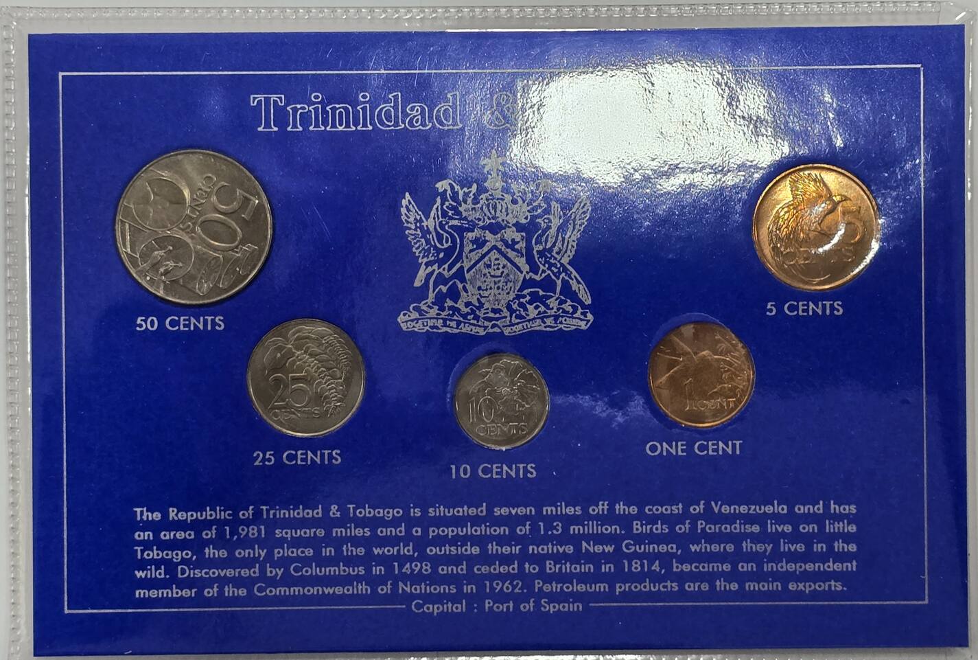 Trinidad & Tobago KMS, 91 Cents 1970, 1990, 1993, 1994, 1995 5x Münzen ...