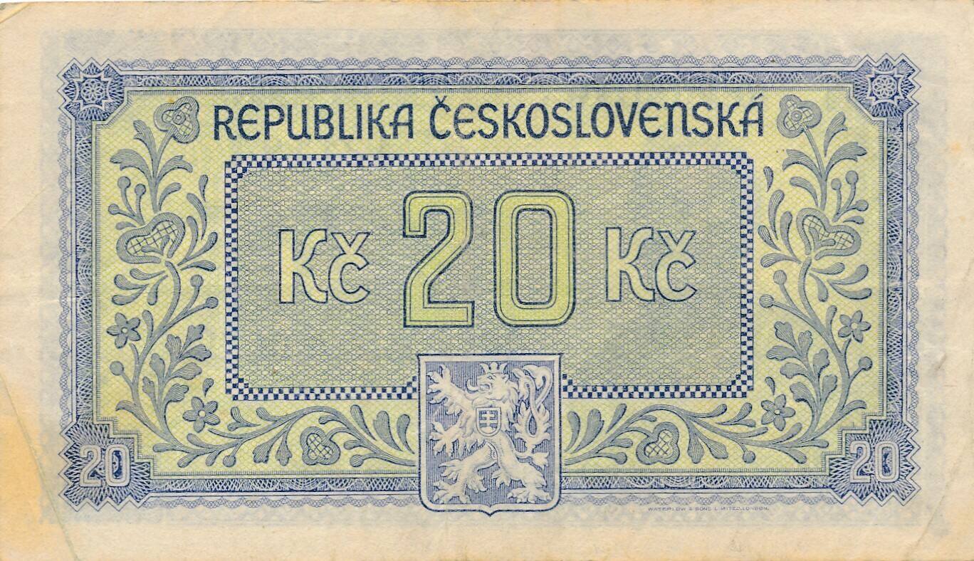 Tschechien, Czechoslovakia / Tschechoslowakei 20 Korun (1945) Banknote ...