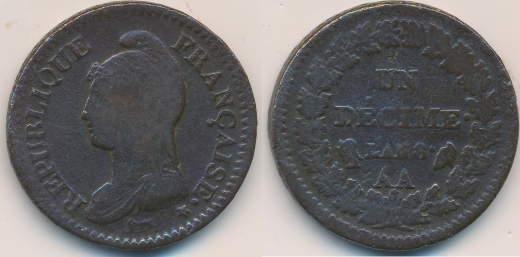 Frankreich UN Decime Lán 8, AA ( 1799-1800 ) | MA-Shops