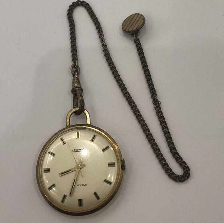 Schöne Taschenuhr Isoma Kettenuhr Uhr Handaufzug vergoldet 17 jewels ...