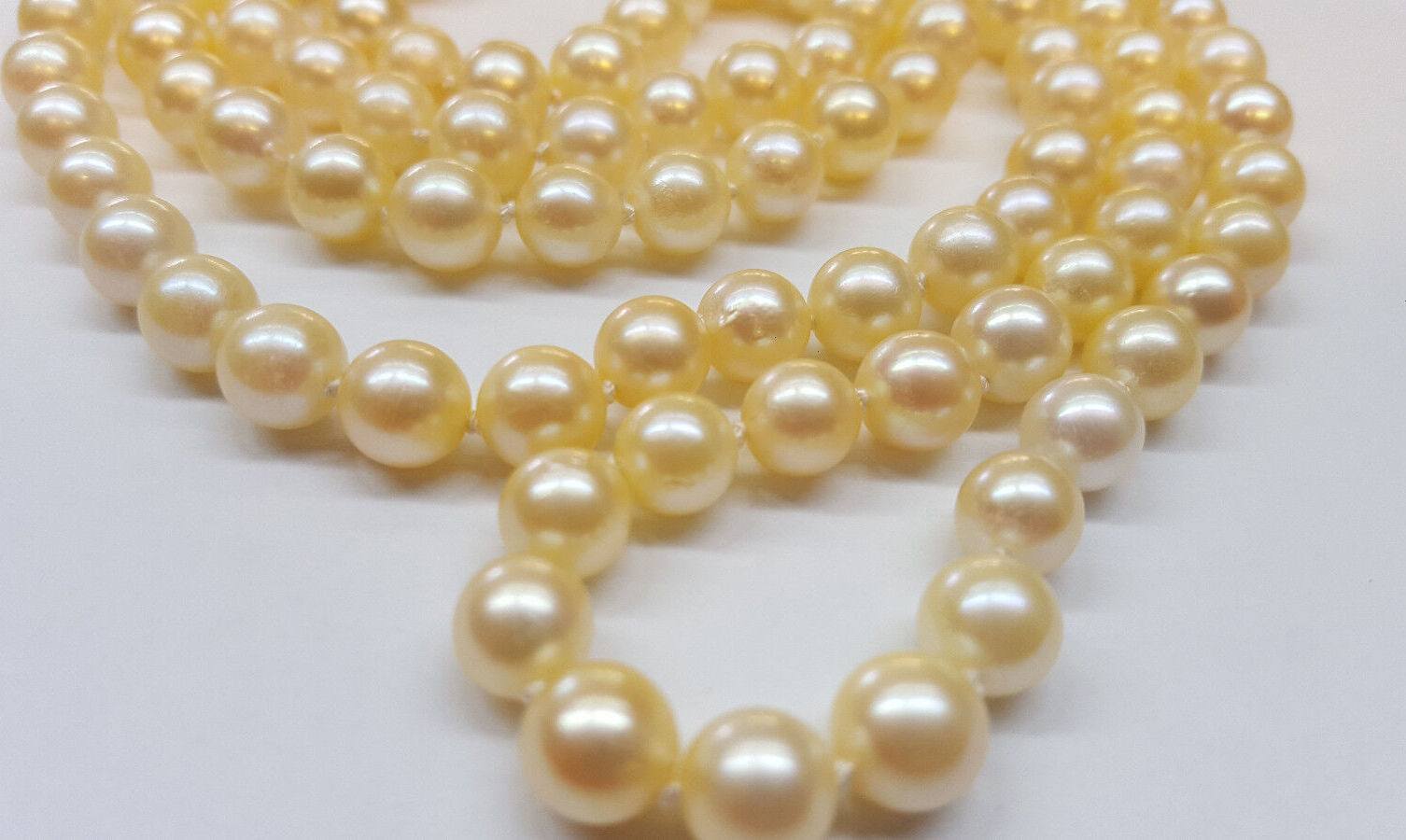 Lange Perlenkette Perlencollier Akoya Perlen Kette endlos ohne ...