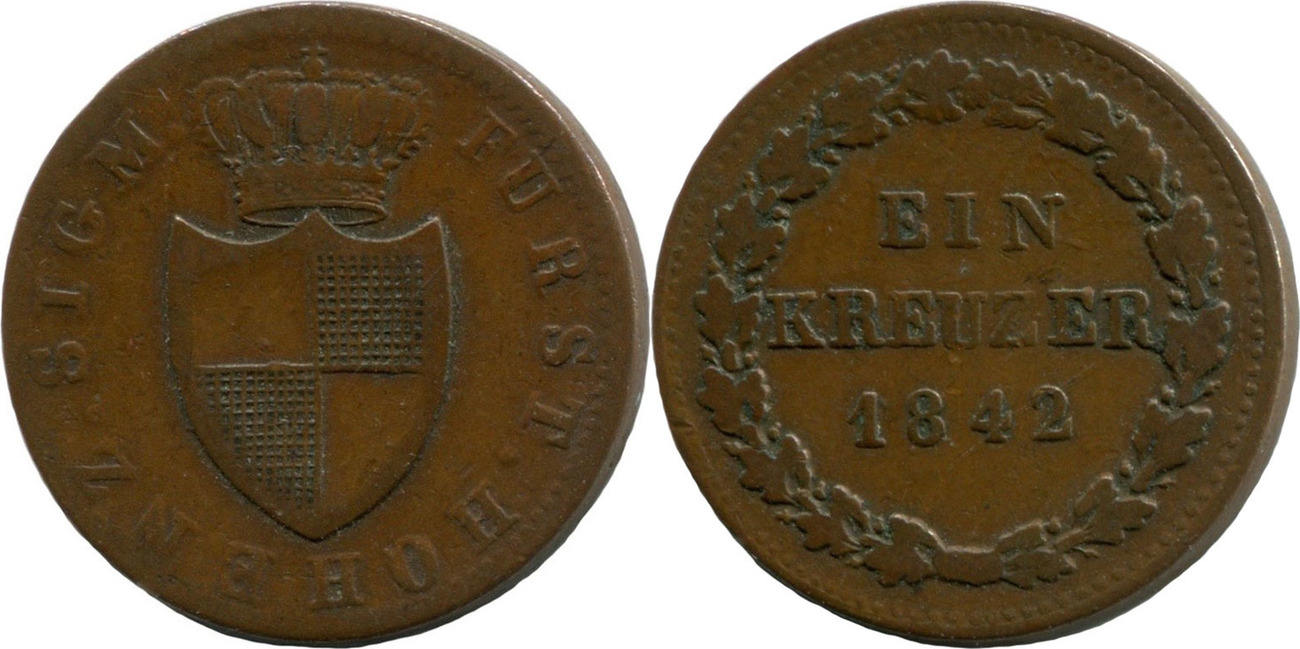 Hohenzollern-Sigmaringen, Ein Kreuzer 1842, Carl, 1831-1848 († 1853), VF- | MA-Shops