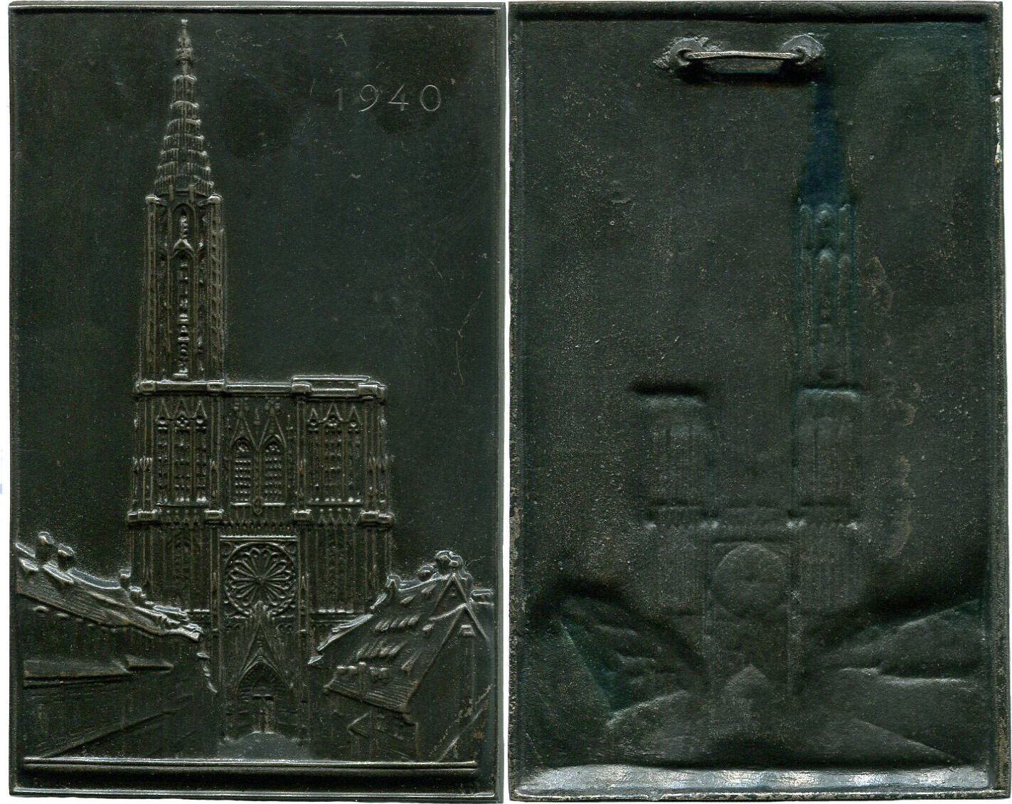 Straßburg, Einseitige Plakette v. Friedrich Hörnlein 1940, Münster, EF ...