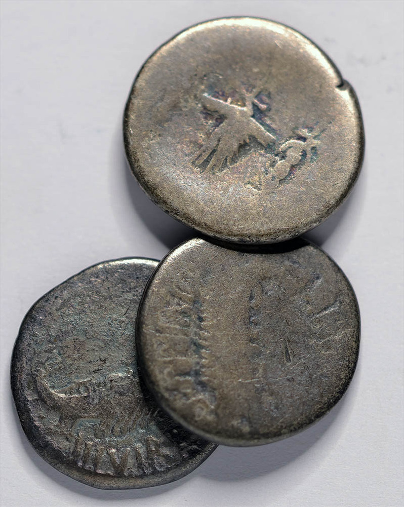 Ancient coins Roman Imperatorial AR lot three silver denarius ...