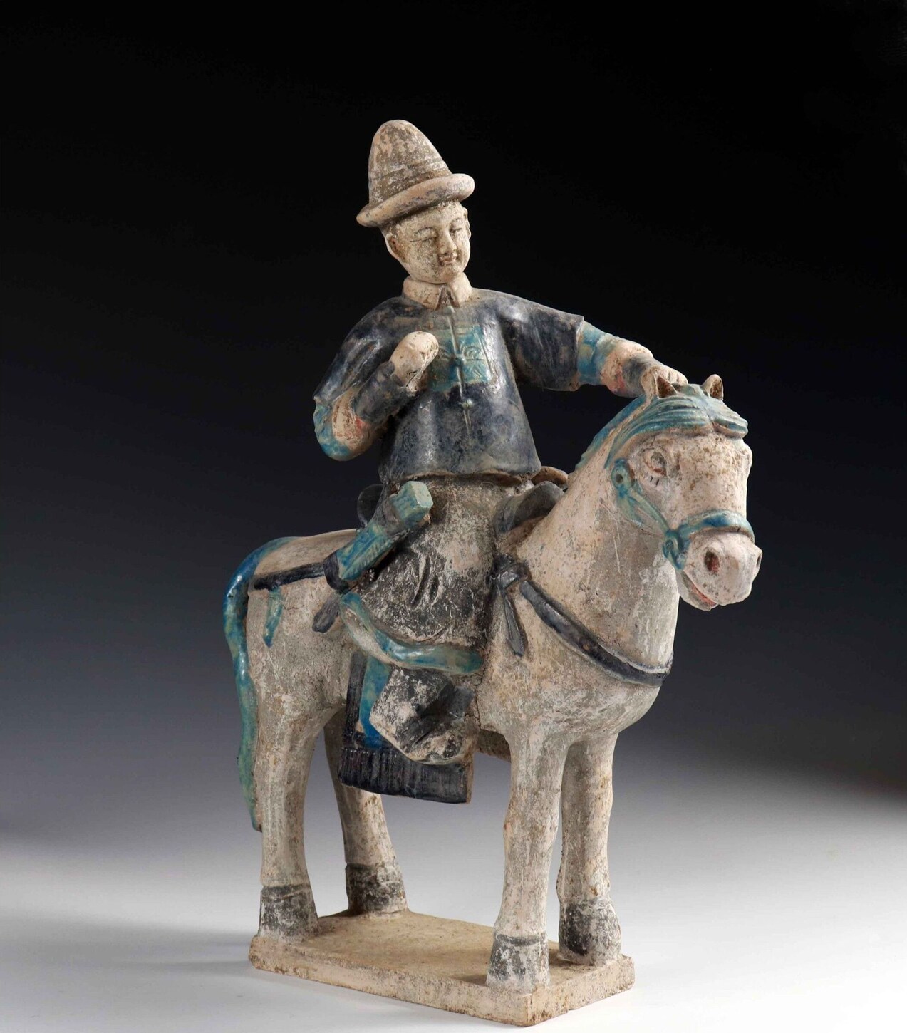 Asian art Ming Dynasty tomb pottery officer Horseman w TL test! | MA-Shops
