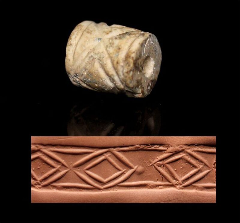 Ancient art Early Mesopotamian Marble Cylinder seal, Jemdet Nasr, 3300 ...