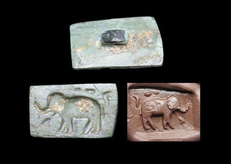 Ancient art Finely engraved Roman stamp seal w Elephant, Time of Caesar ...