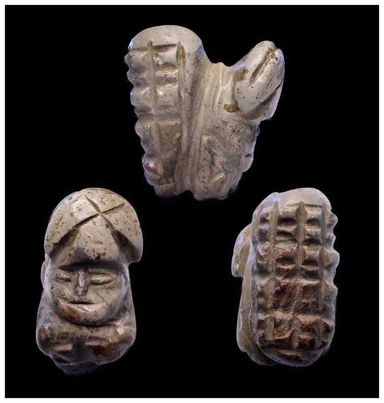 Ancient art Pre-Columbian large stone figural amulet of the maize God ...
