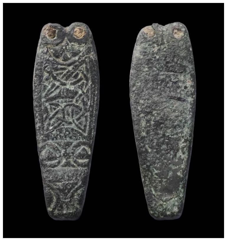 Ancient art Attractive engraved bronze strap end, Saxon / Viking, 9th ...