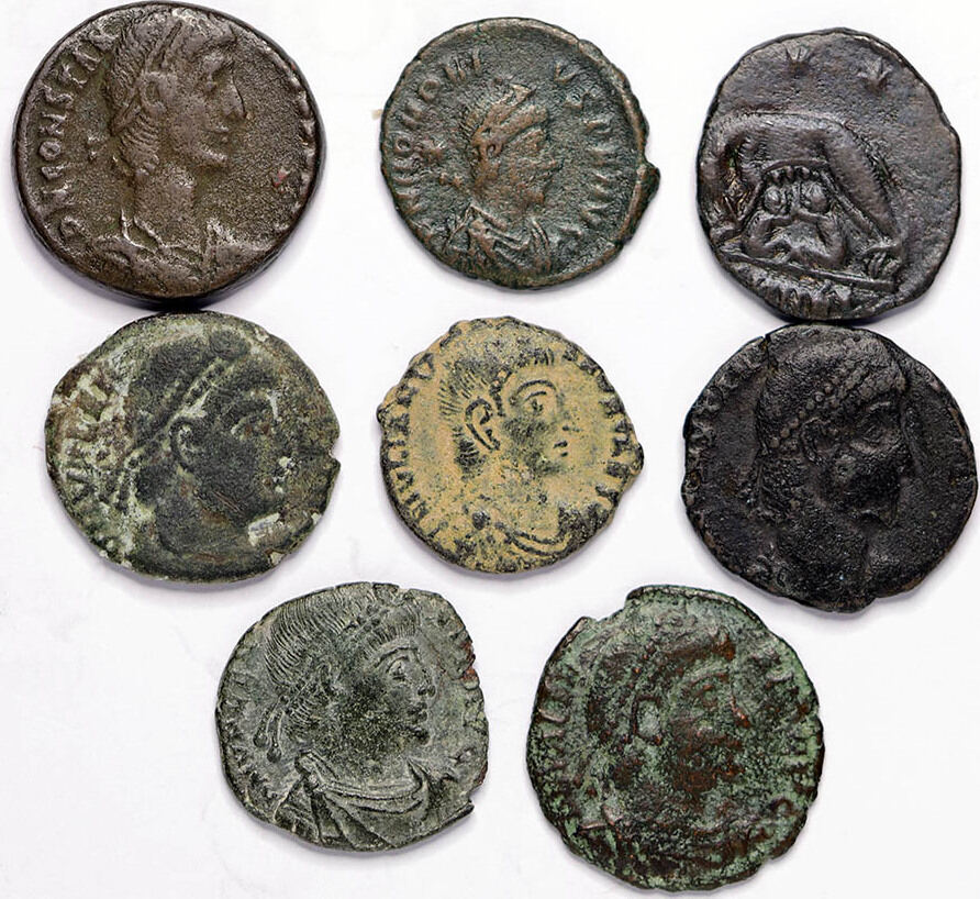 Ancient coins Roman Imperial bronze coins: Nice lot of 8 Late Roman AE ...
