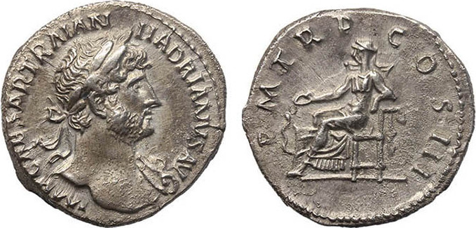 Ancient coins Roman Imperial AR silver denarius of Hadrian Salus, toned ...