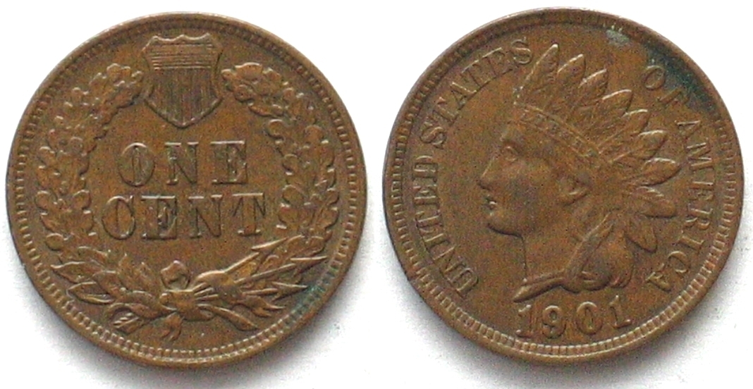 Vereinigte Staaten von Amerika US 1901 INDIAN HEAD CENT bronze UNC ...