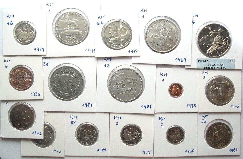 1936-1981 BRITISH COMMONWEALTH Bulk of 16 circulation coins of the ...